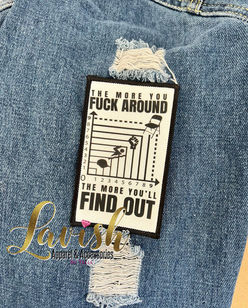 FAAFO folding chair Iron on patch – Lavish Apparel and Accessories by Talia